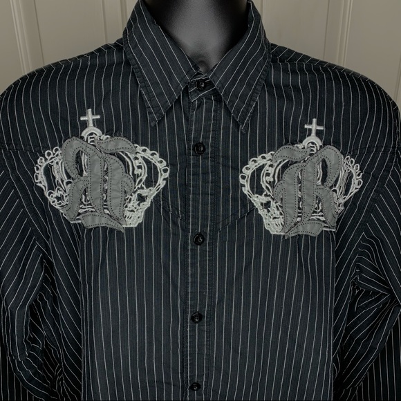 Roar | Shirts | Roar Mens Xl Embroidered Pin Striped Shirt | Poshmark